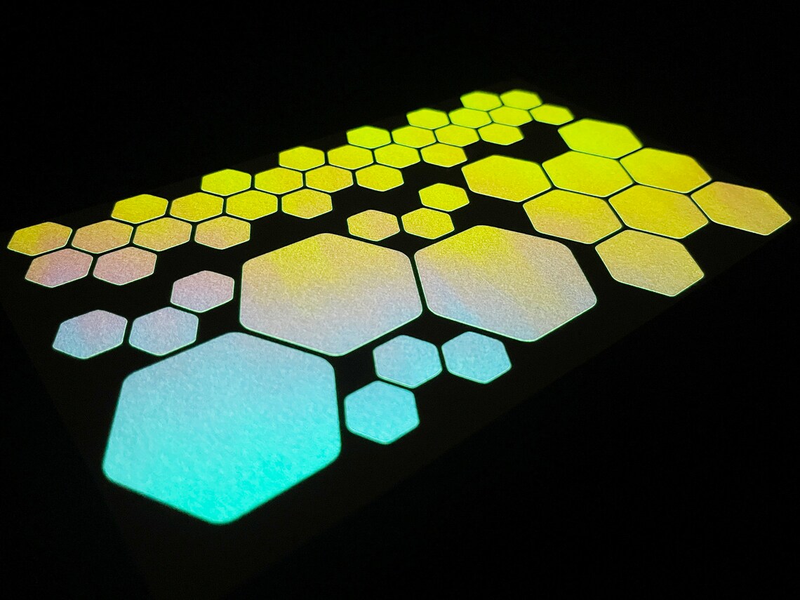 Hexagon (assorted) OPAL Glow in the Dark Stickers Peel and Stick Light ...
