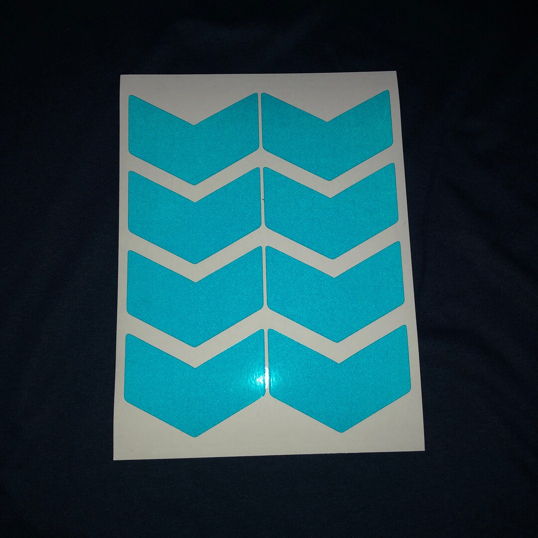 Reflective Stickers 3 Inch BLUE Chevrons (x8) Die-cut Vinyl Decals ...
