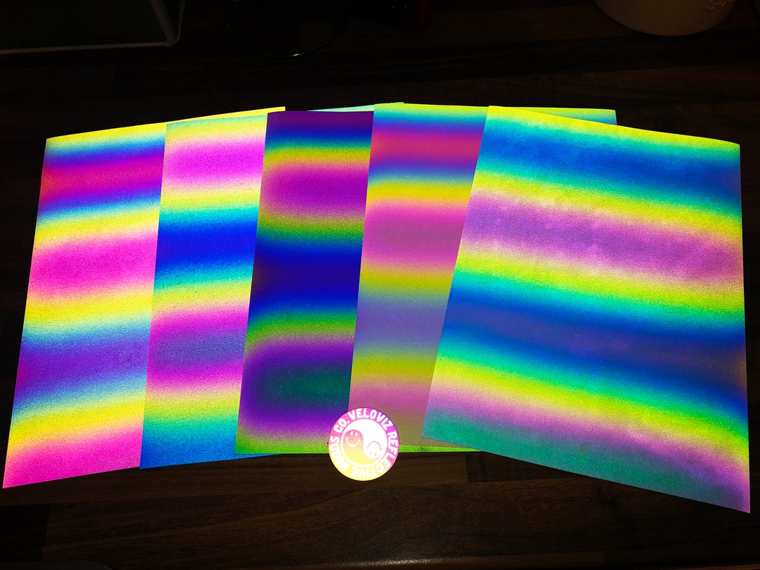 Rainbow Reflective Self Adhesive Vinyl Sheet 5 Colours A4 / A5 for ...