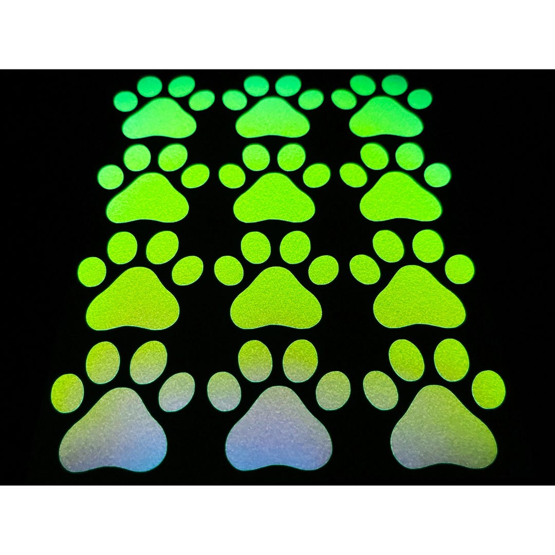 SUNSET OPAL Glow in the Dark PAW Print A5 Sheet Stickers Peel Stick ...