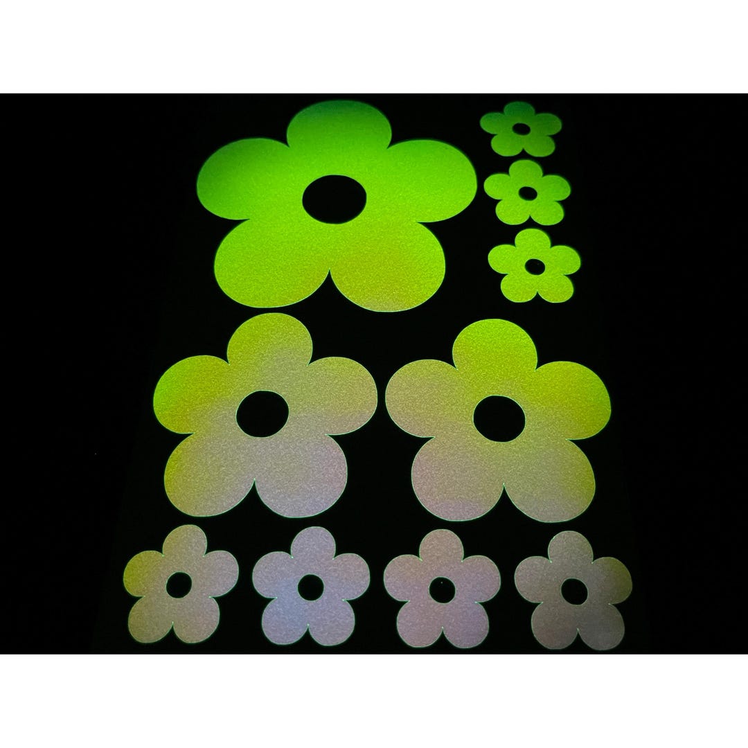 Flower (assorted) SUNSET OPAL Glow in the Dark Stickers Peel and Stick ...