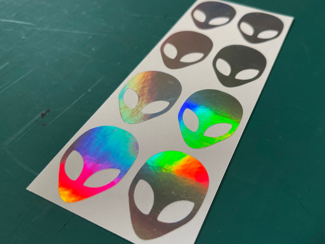 Rainbow Holographic ALIEN HEAD (extra Small) Car Laptop Ufo Stickers ...