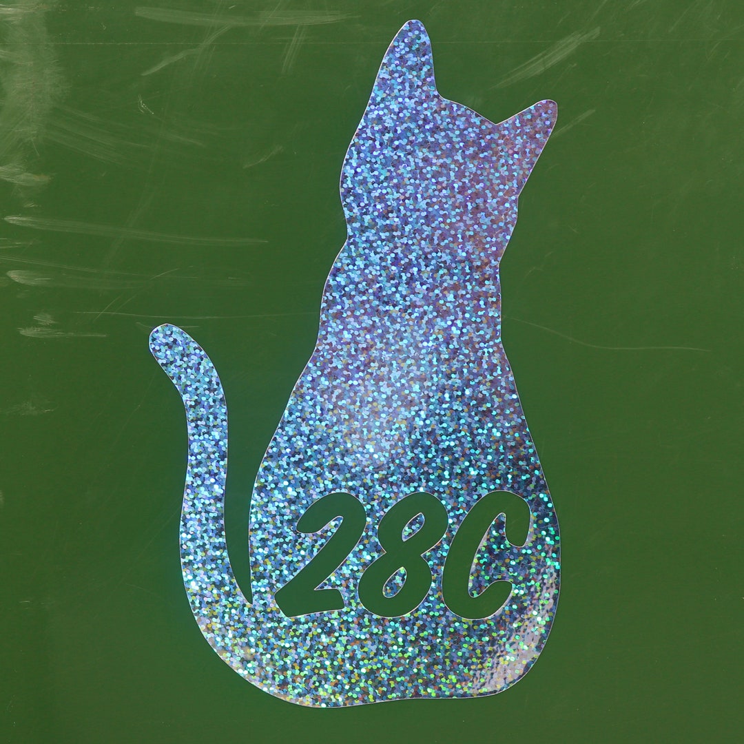 Sitting Cat Wheelie Bin House Number Sticker Sparkle *effect* - Etsy