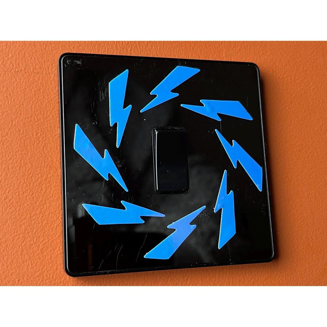 Lightning Bolt Ring OPAL Glow in the Dark Light Switch Surround Sticker ...