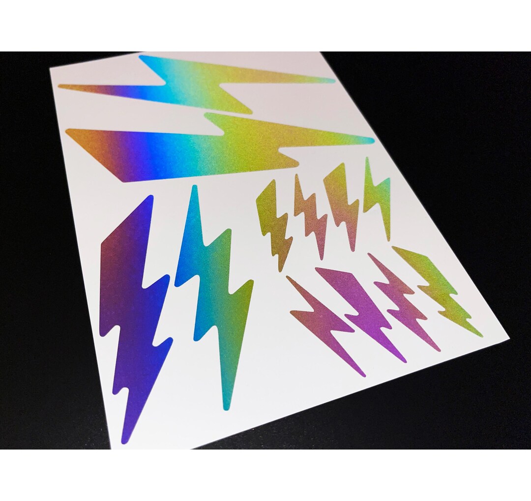 Lightning Bolt (assorted) Reflective Rainbow Bright Bike Stickers - Etsy