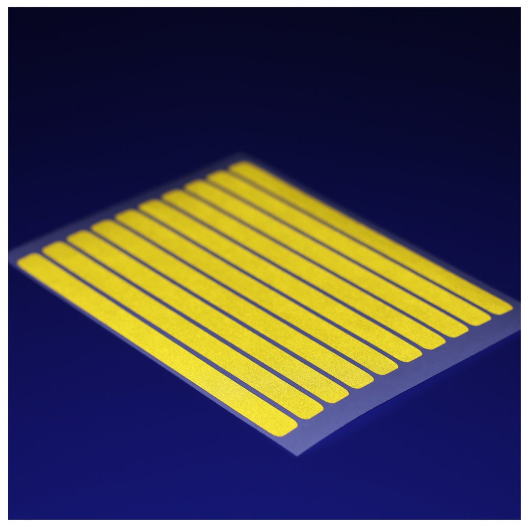 YELLOW Reflective Strip (x10) Die-cut Vinyl Stickers Decals - Car ...