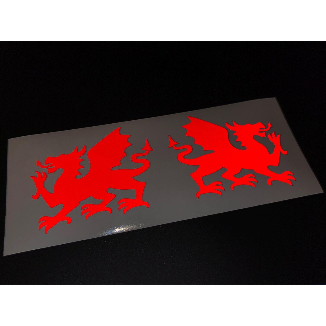 2x REFLECTIVE WELSH DRAGON Cymru 9cm Car Window Bumper Laptop Vinyl ...