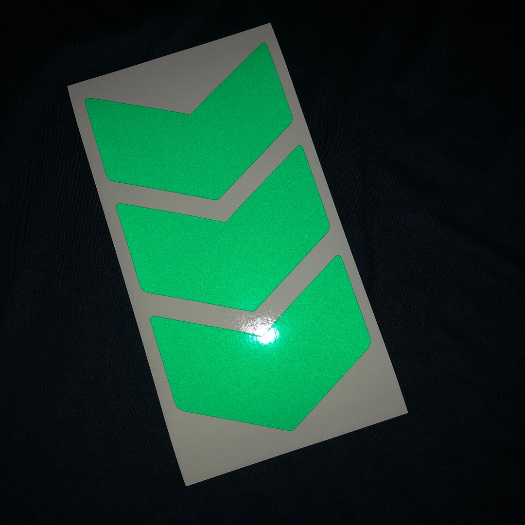 Reflective Stickers 4 Inch GREEN Chevrons (x3) Die-cut Vinyl Decals ...