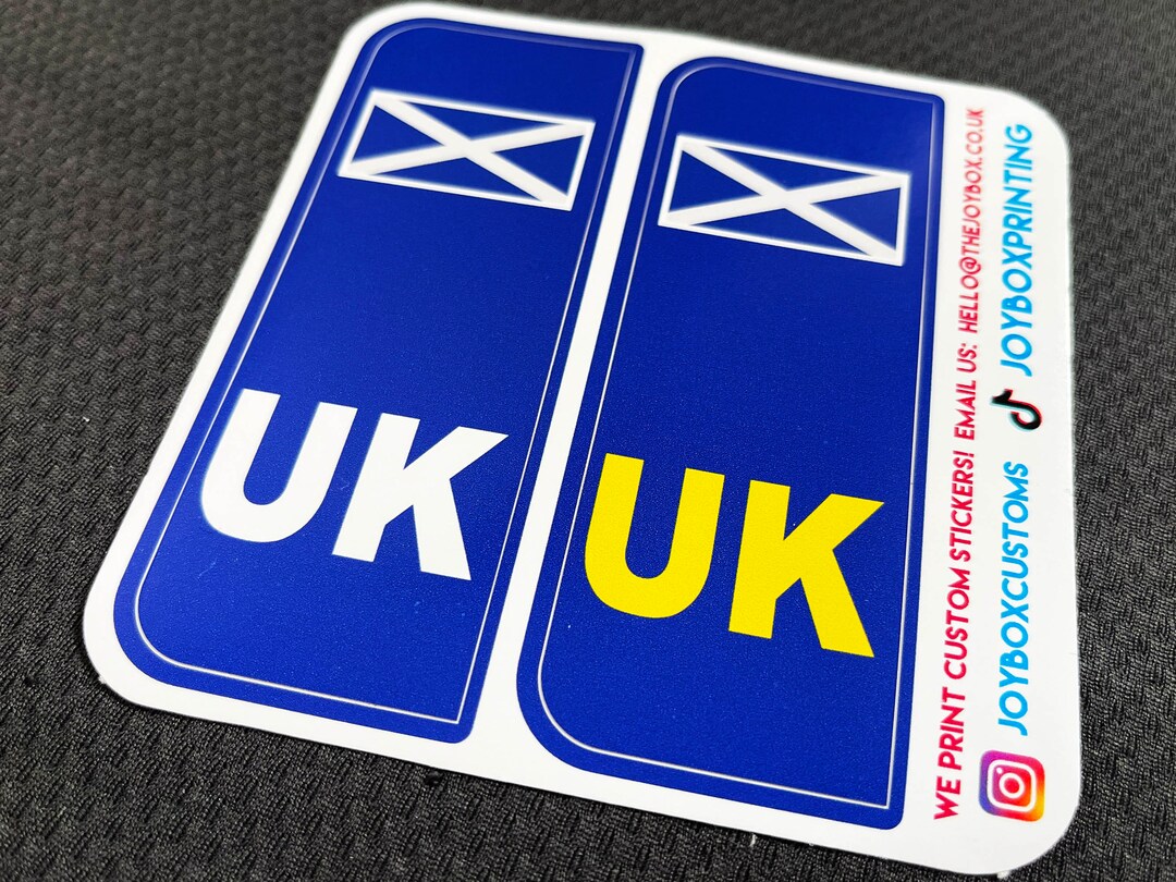 Pack of 2 UK SCOTLAND Number Plate Badge Travel Stickers, DVLA ...