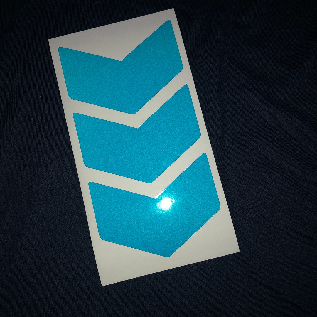 Reflective Stickers 4 Inch BLUE Chevrons (x3) Die-cut Vinyl Decals ...