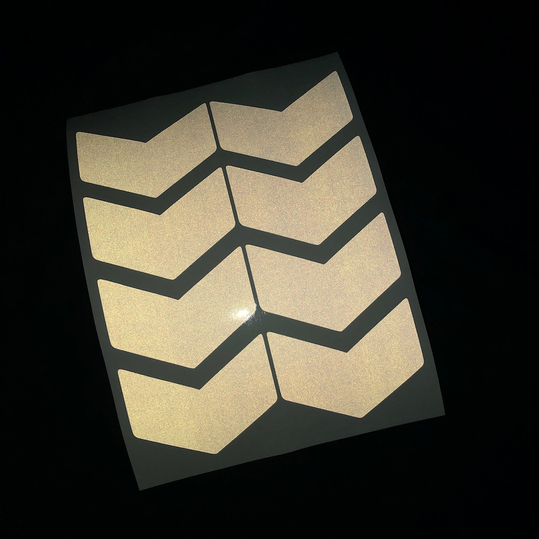 Reflective Stickers 3 Inch SILVER Chevrons (x8) Die-cut Vinyl Decals ...
