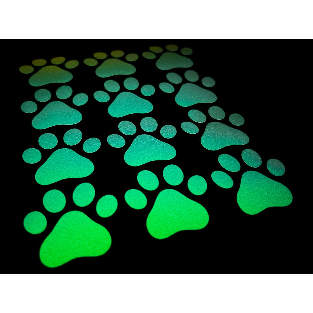 OPAL Glow in the Dark PAW PRINT A5 Sheet Stickers Peel Stick Light ...