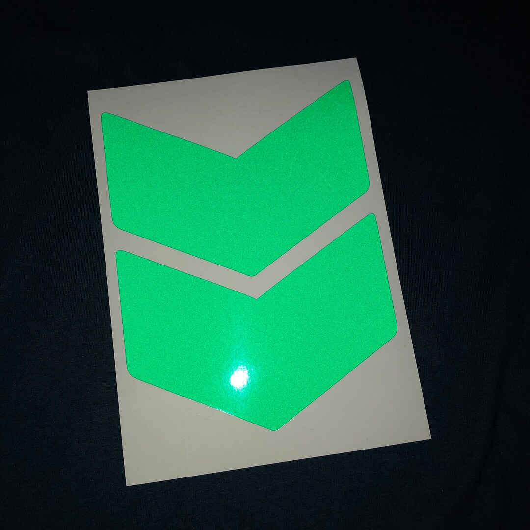 Reflective Stickers 5 Inch GREEN Chevrons (x2) Die-cut Vinyl Decals ...