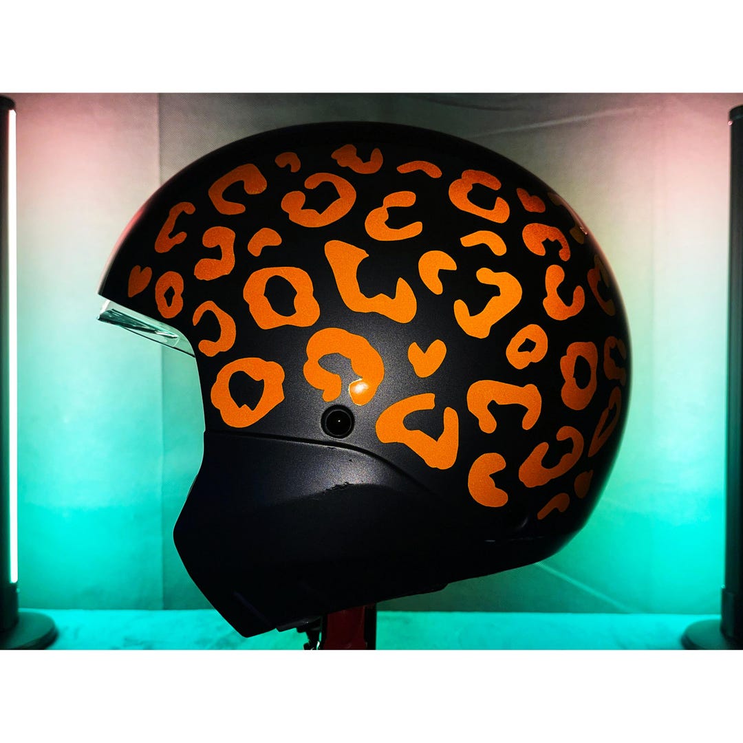 Oreflective Leopard Print Motorcycle Helmet Stickers Kit - Orange - Etsy