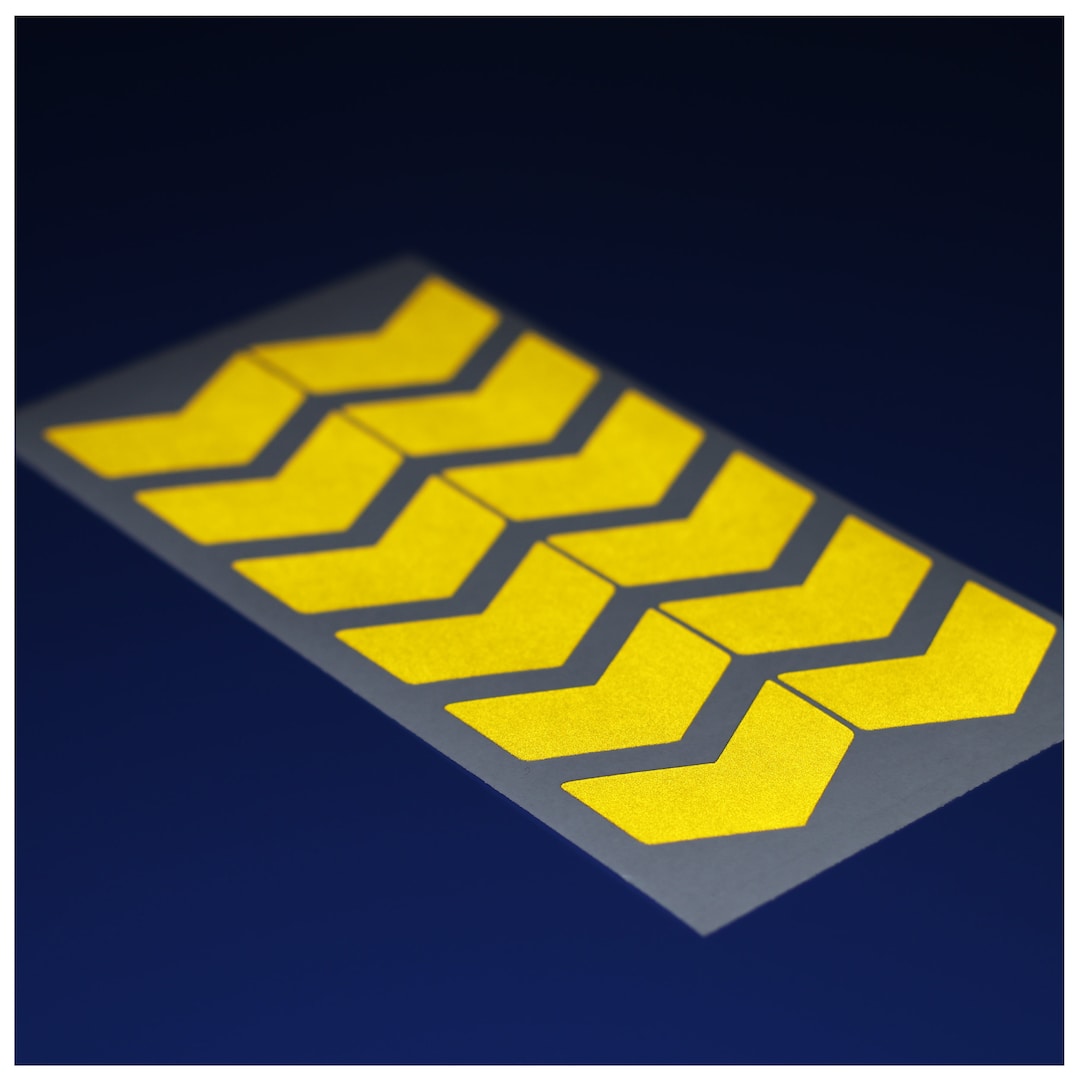 YELLOW Reflective 2 Inch Chevrons (x12) Die-cut Vinyl Stickers Decals ...