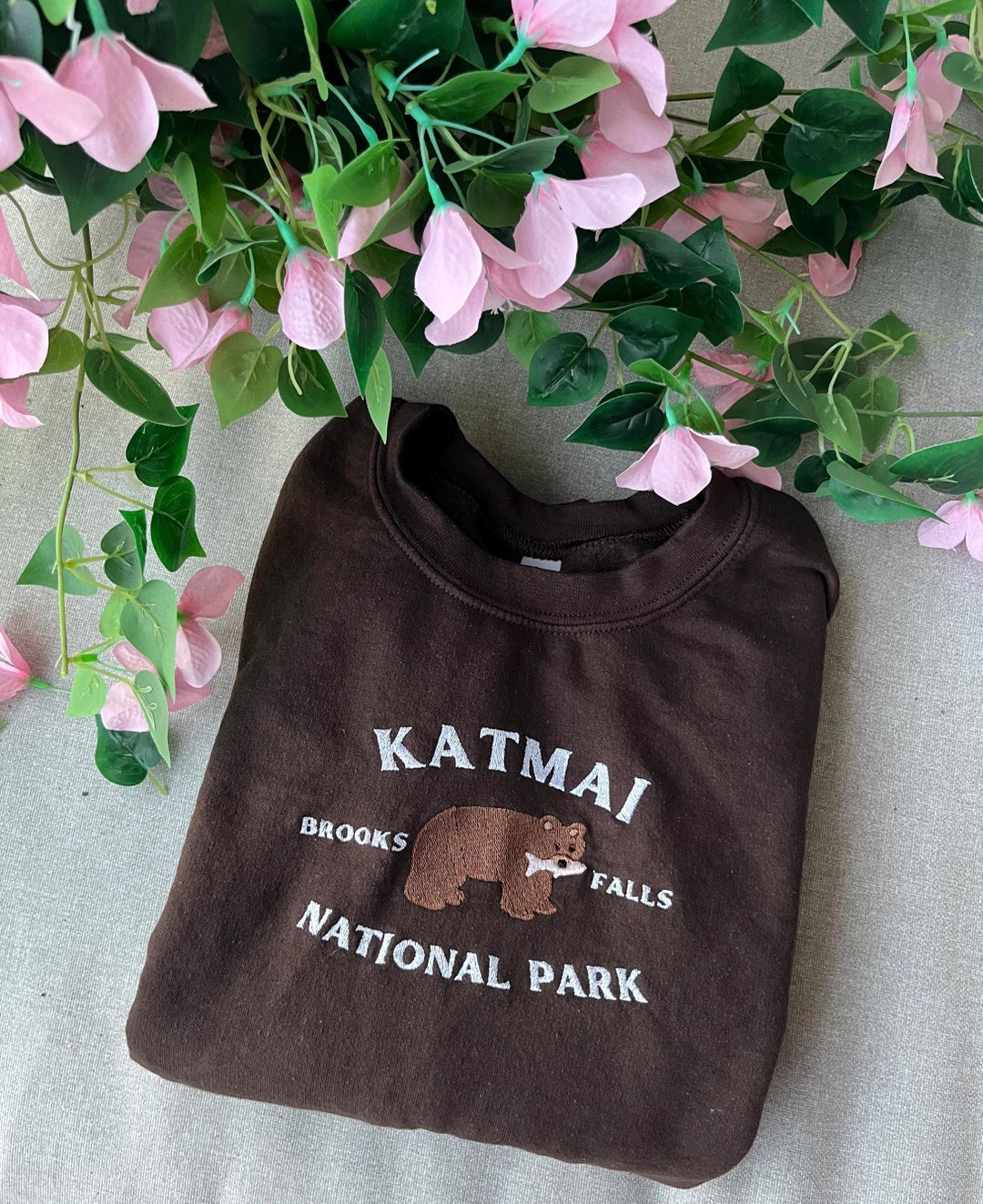 Katmai National Park Alaska Brooks Falls Embroidered Sweatshirt - Etsy