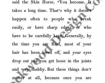 Small Velveteen Rabbit "becoming Real" Quote, Printable Art, Book Page ...