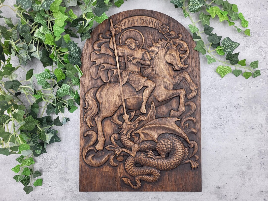 Carved Saint George Icon, Handcrafted in Wisconsin - Etsy