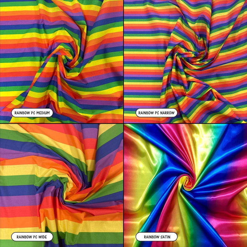 A Variety of Rainbow Fabrics Choose Satin Polycotton or | Etsy UK