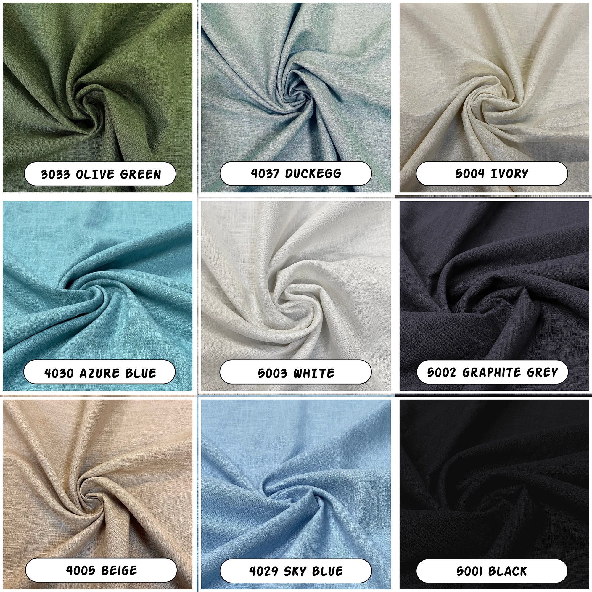 100% Pure Washed Linen Flax Fabric 45 Colours 136cm Wide 240gsm per ...
