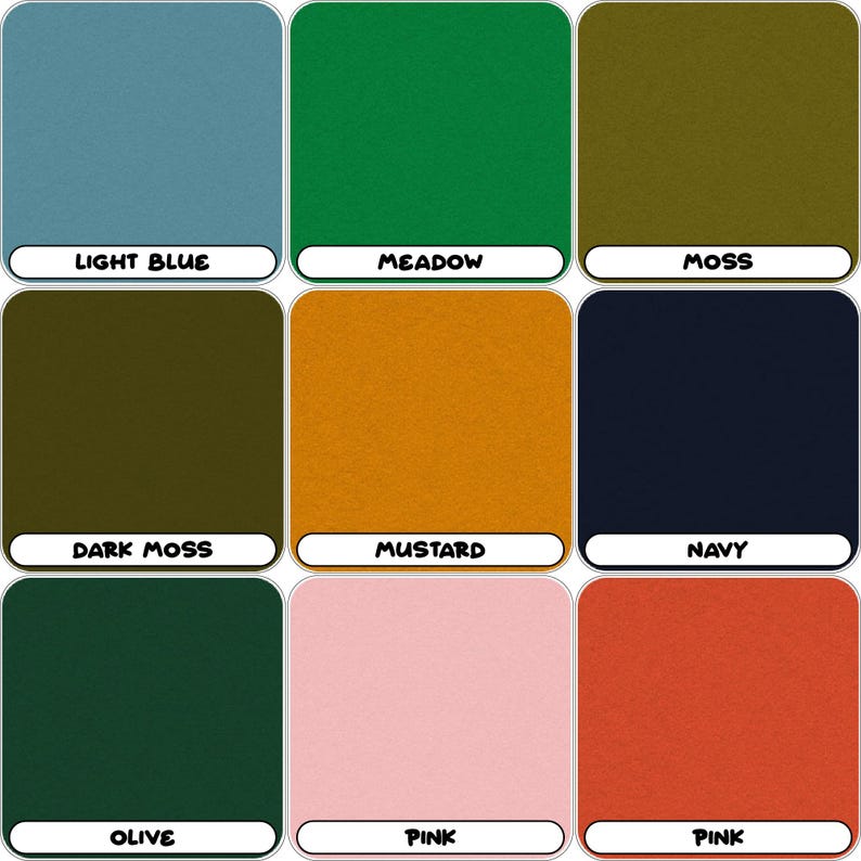 Self-sticking Adhesive Felt Squares 9x9 Inch - 48 Colours Build a 6 ...