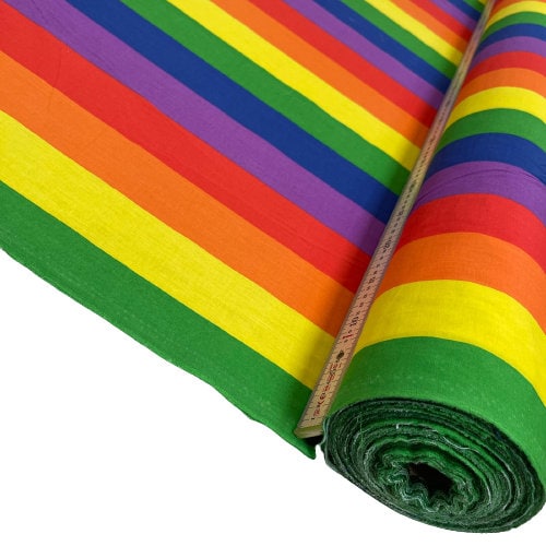 Poly Cotton Fabric Colourful Rainbow Designs in Large, Medium & Small ...