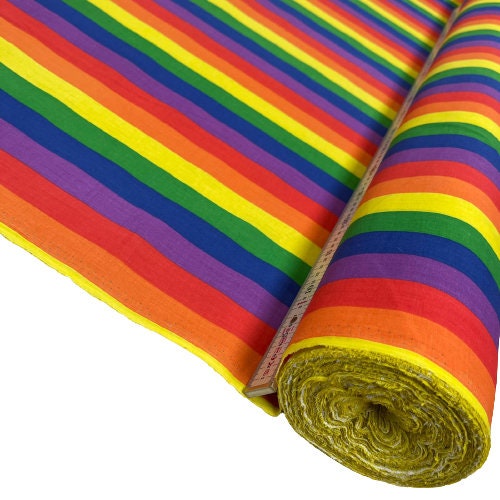 Poly Cotton Fabric Colourful Rainbow Designs in Large, Medium & Small ...
