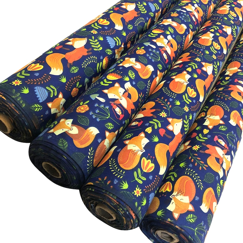 Polycotton Fabric Busy Woodland Fox Material Sold by the Metre - Etsy UK