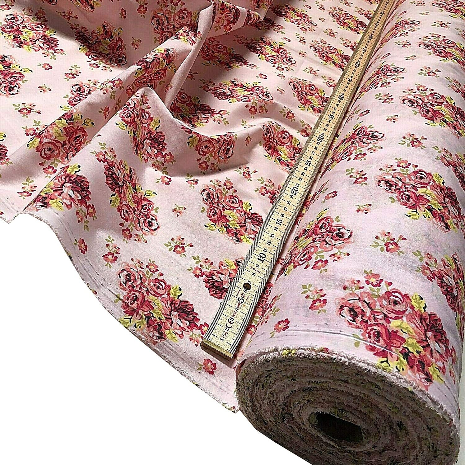 Old English Vintage Floral Rose Poly Cotton Fabric by the - Etsy