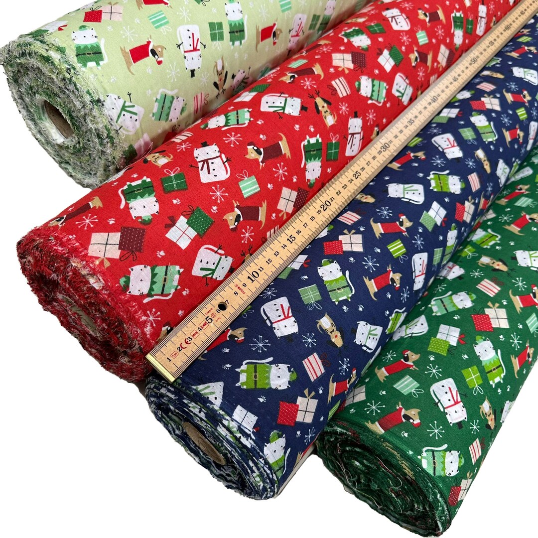 Christmas Polycotton Fabric Material Sold by the Metre 4 Patterns 114cm ...