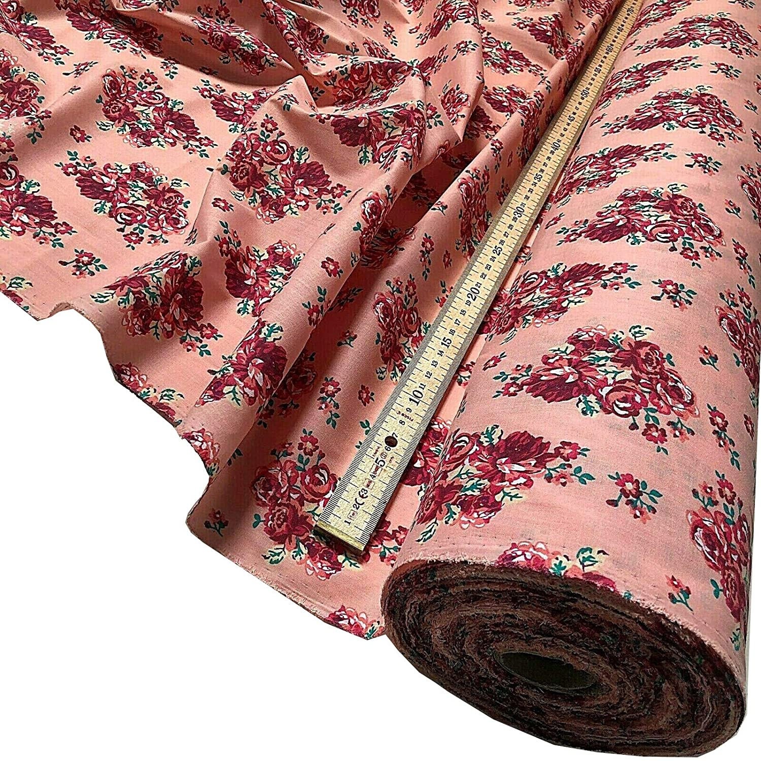 Old English Vintage Floral Rose Poly Cotton Fabric by the - Etsy