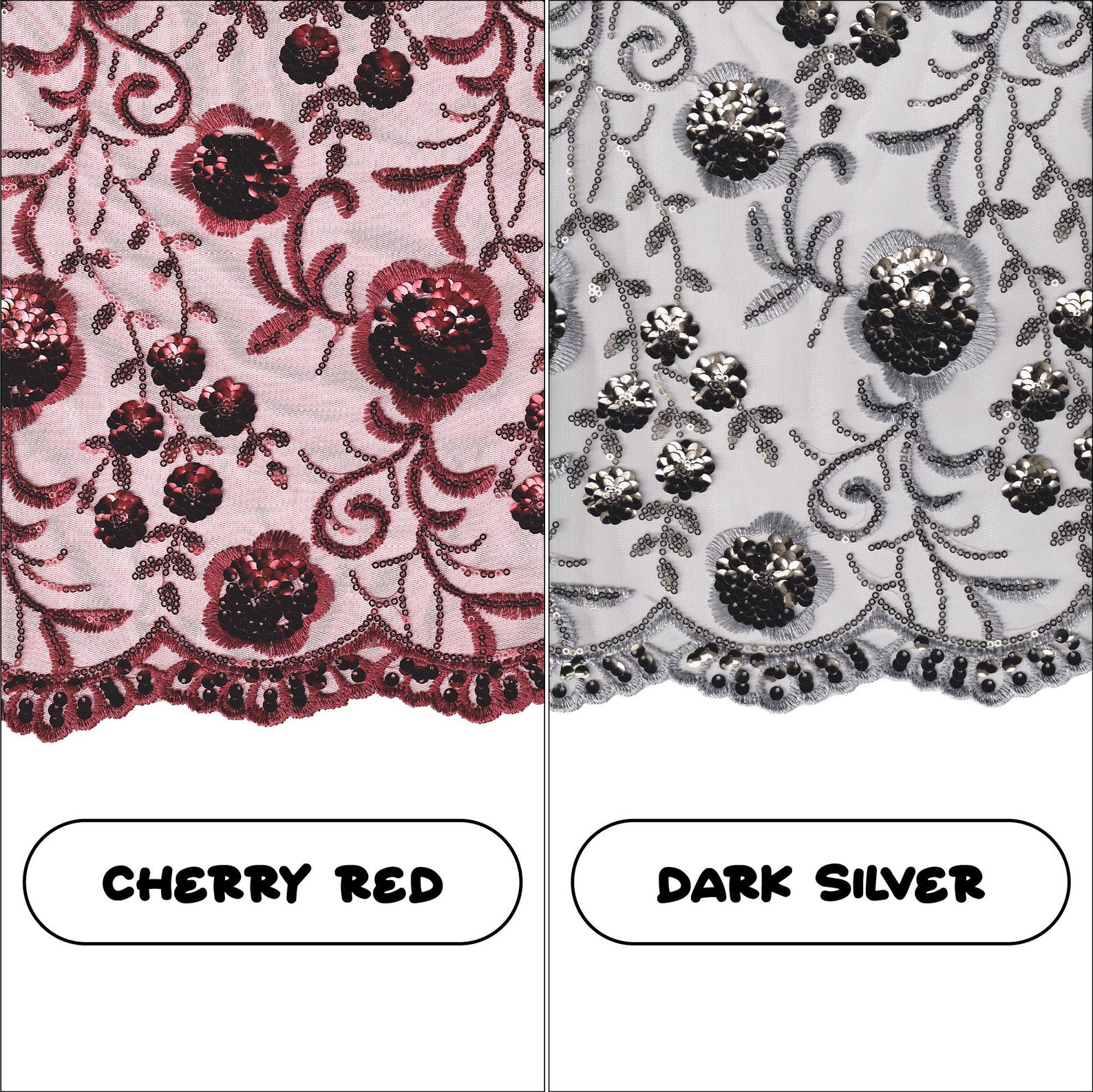 Japanese-inspired Sequined Lace Fabric in 10 Beautiful Colours 130cm ...