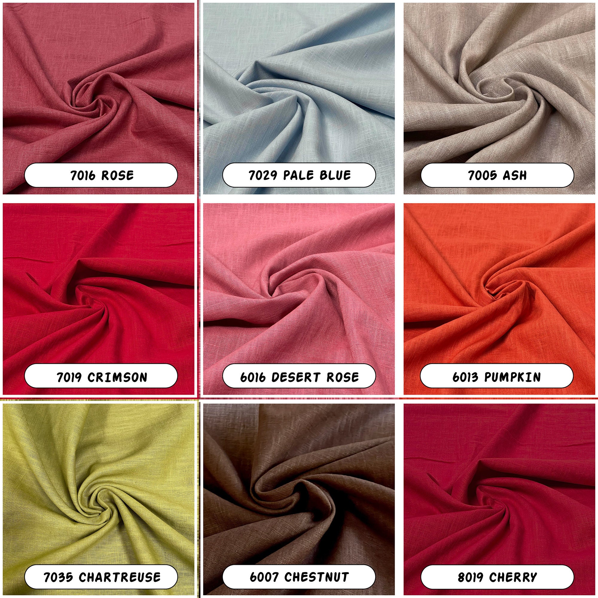 100% Pure Washed Linen Flax Fabric 45 Colours 136cm Wide 240gsm per ...