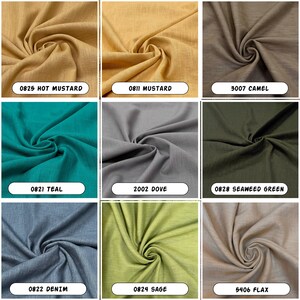 100% Pure Washed Linen Flax Fabric 45 Colours 136cm Wide 240gsm per ...