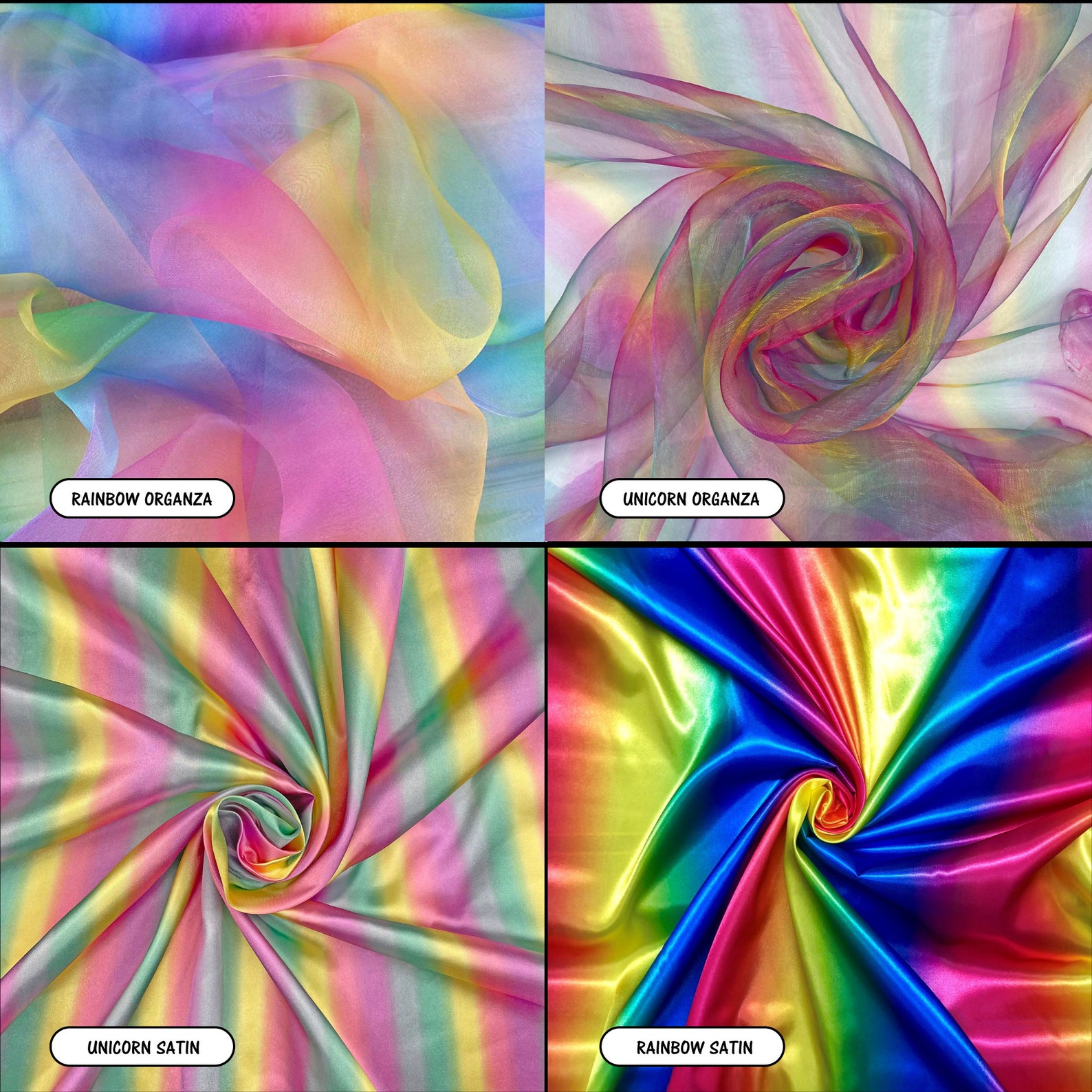 A Variety of Rainbow Fabrics Choose Satin Polycotton or - Etsy UK