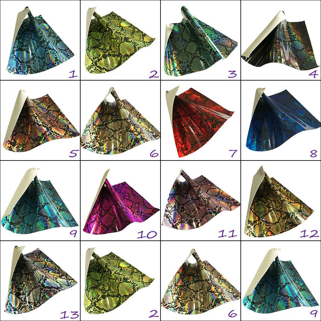 Iridescent Snake Skin PU Synthetic Leather A4 & A5 Sheets Bows Crafts ...