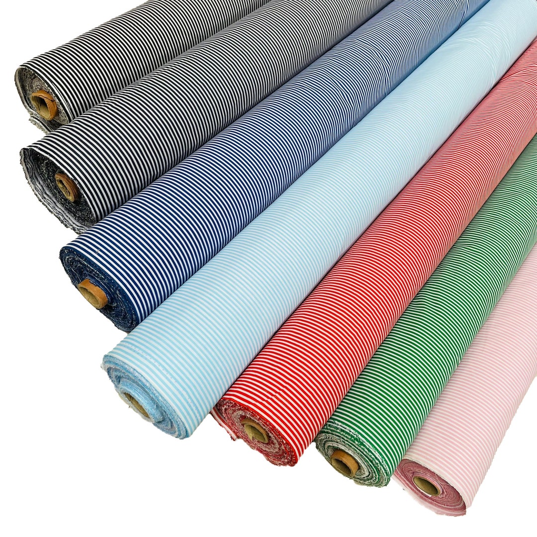 3mm Candy Pin Stripe Polycotton Fabric Stripe Bunting Quilting Material ...