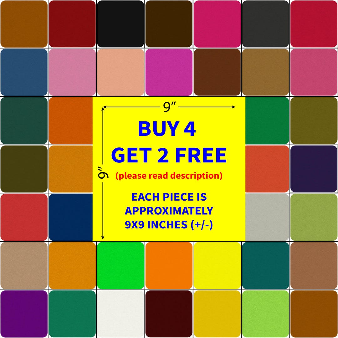 Self-sticking Adhesive Felt Squares 9x9 Inch - 48 Colours Build a 6 ...
