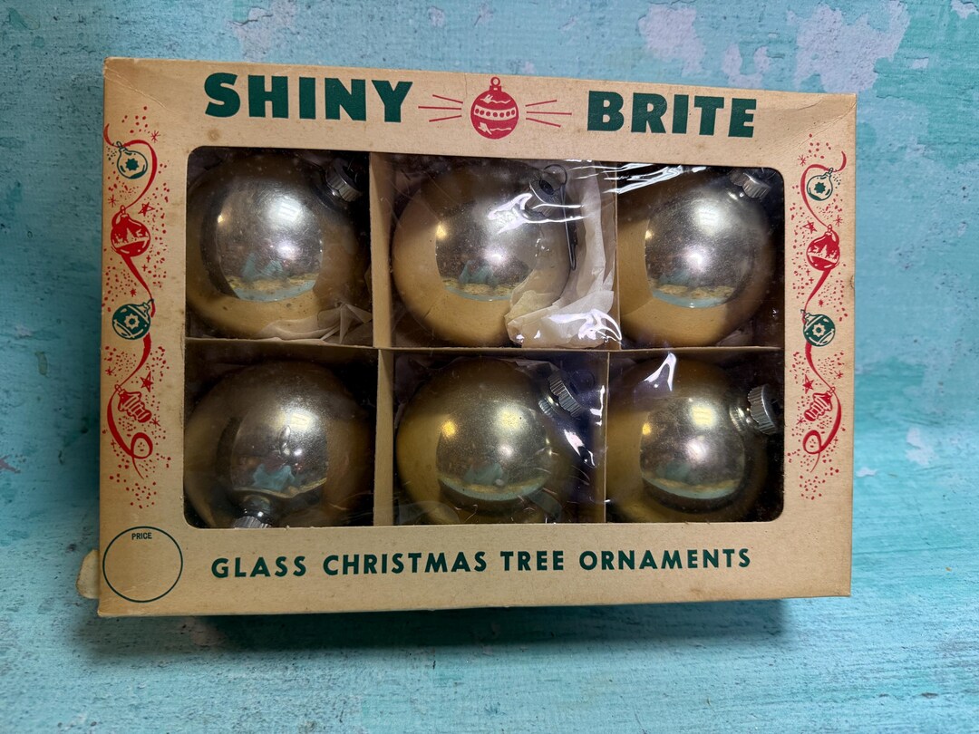 Vintage Silver Shiny Brite Ornaments: Mid-century Christmas Baubles in ...