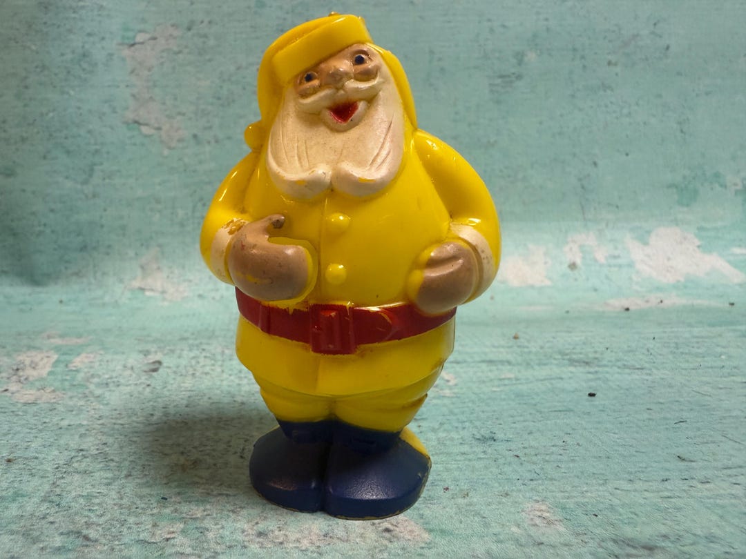 Rosbro Vintage Yellow Santa Claus – 1950's Hard Plastic Christmas ...