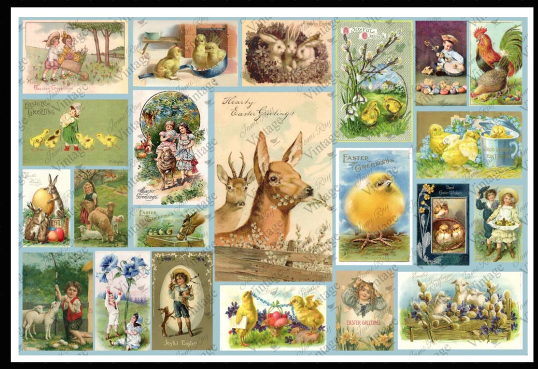 JRV Decoupage Paper - Vintage Easter Cards Designs on Tissue Paper - Etsy
