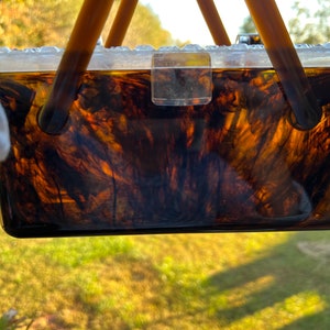 Plastic Tortoise Shell Color Clear Faceted Top Handbag Purse in Good ...