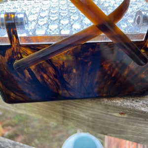 Plastic Tortoise Shell Color Clear Faceted Top Handbag Purse in Good ...