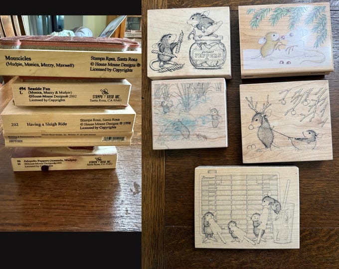 Vintage Stampa Rosa House Mouse Rubber Stamps 1998-2002 Having a Sleigh ...