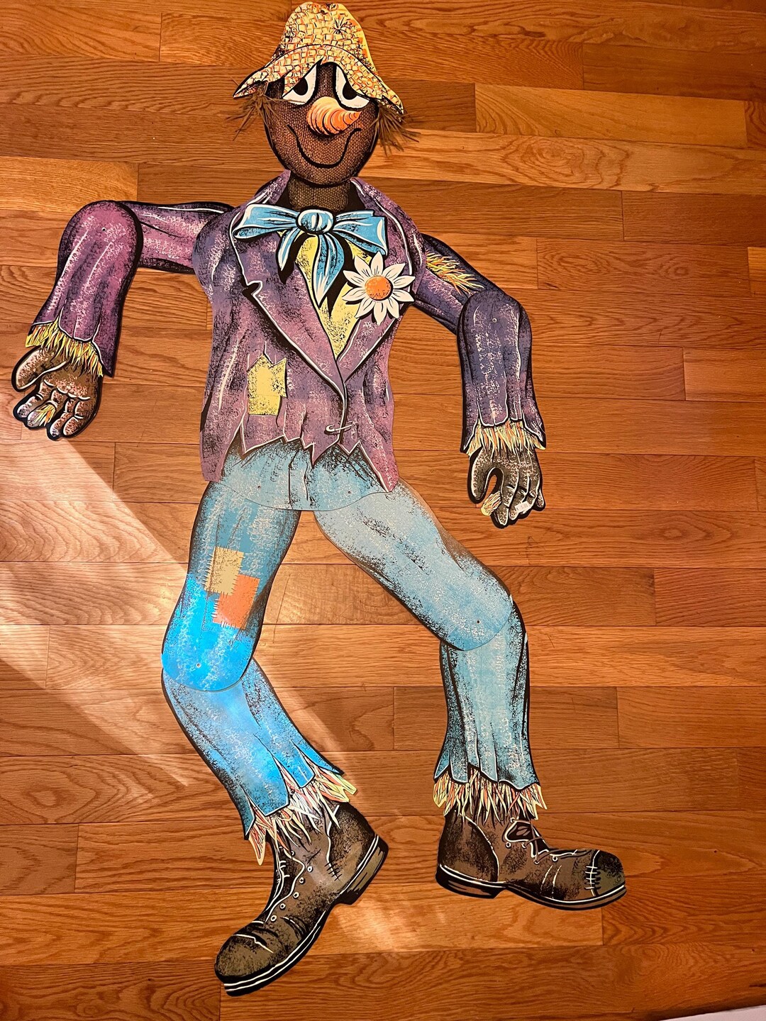 Vintage Beistle Die Cut Scarecrow Large Wall Hanging Halloween Decor ...