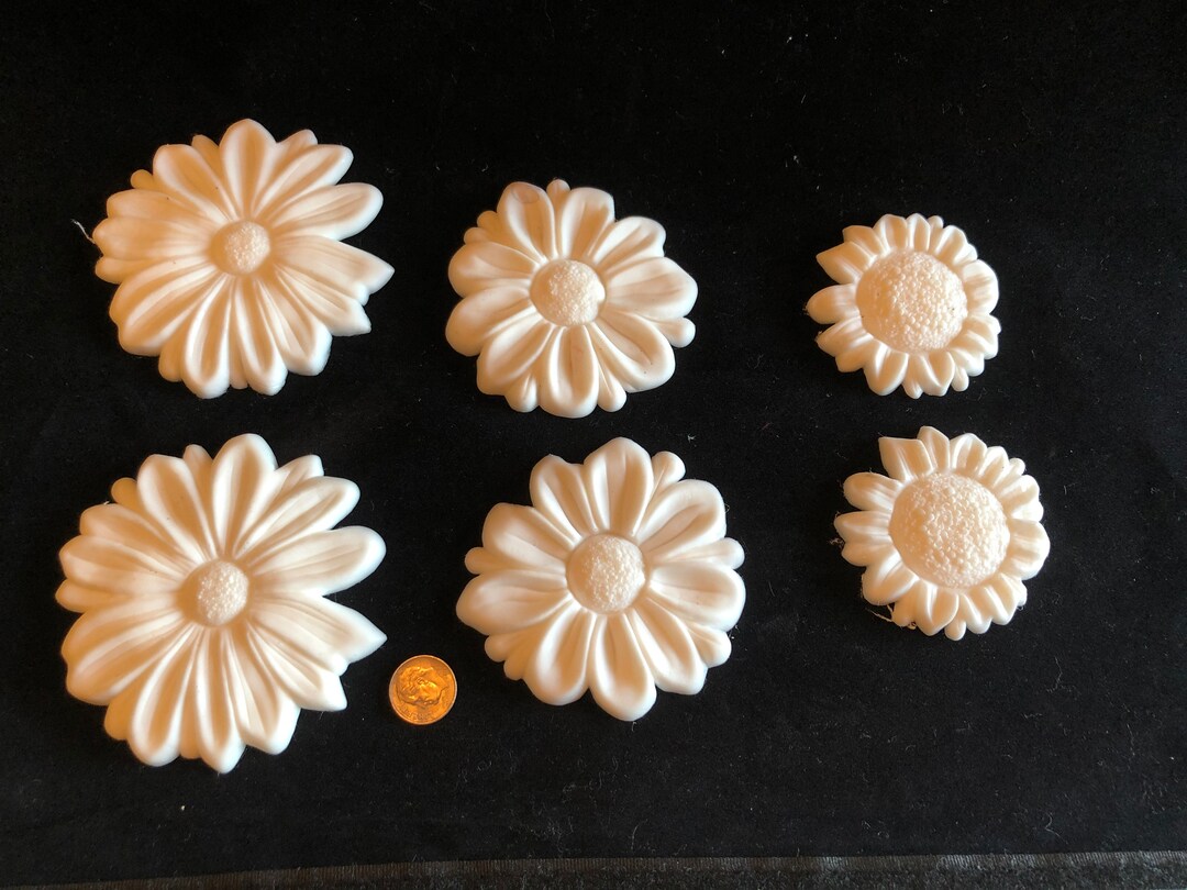 Flower Castings 6 Made From White Resin for Furniture and Craft ...