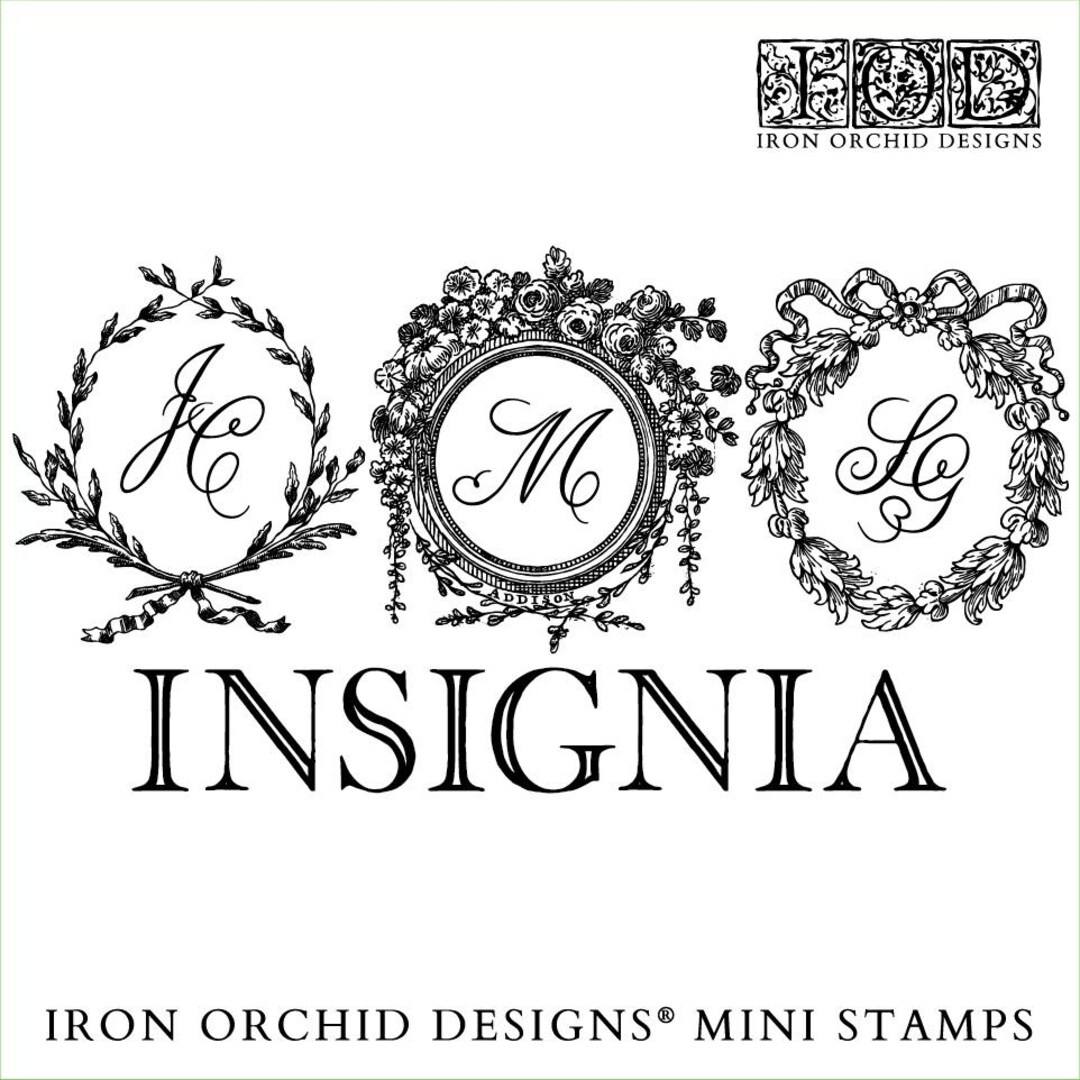 IOD Insignia Stamp Set: Lettering Fonts & Wreath Designs - Etsy