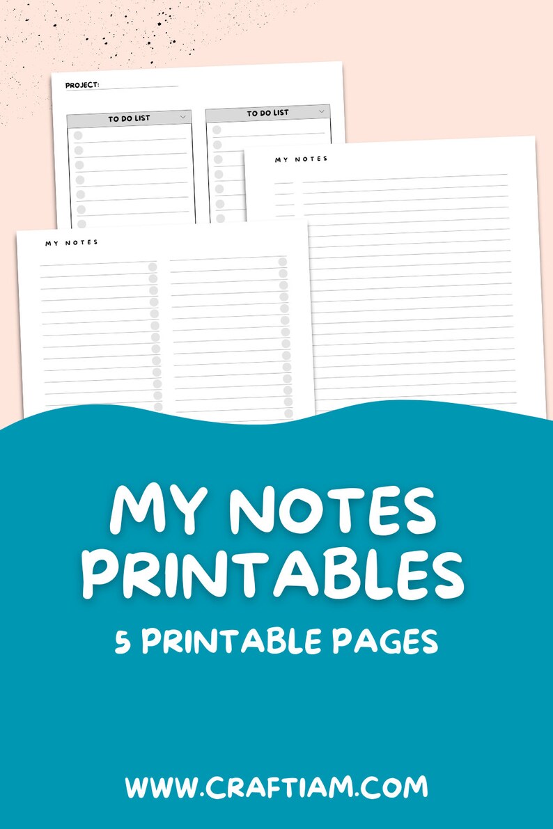 MY NOTES: 5 Printable Template A4 Size Instant Printable - Etsy