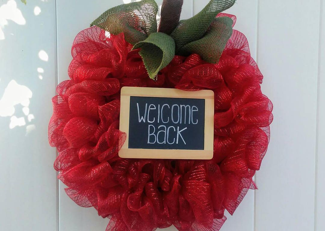 Apple Wreath Back to School Wreath Welcome Back Wreath - Etsy