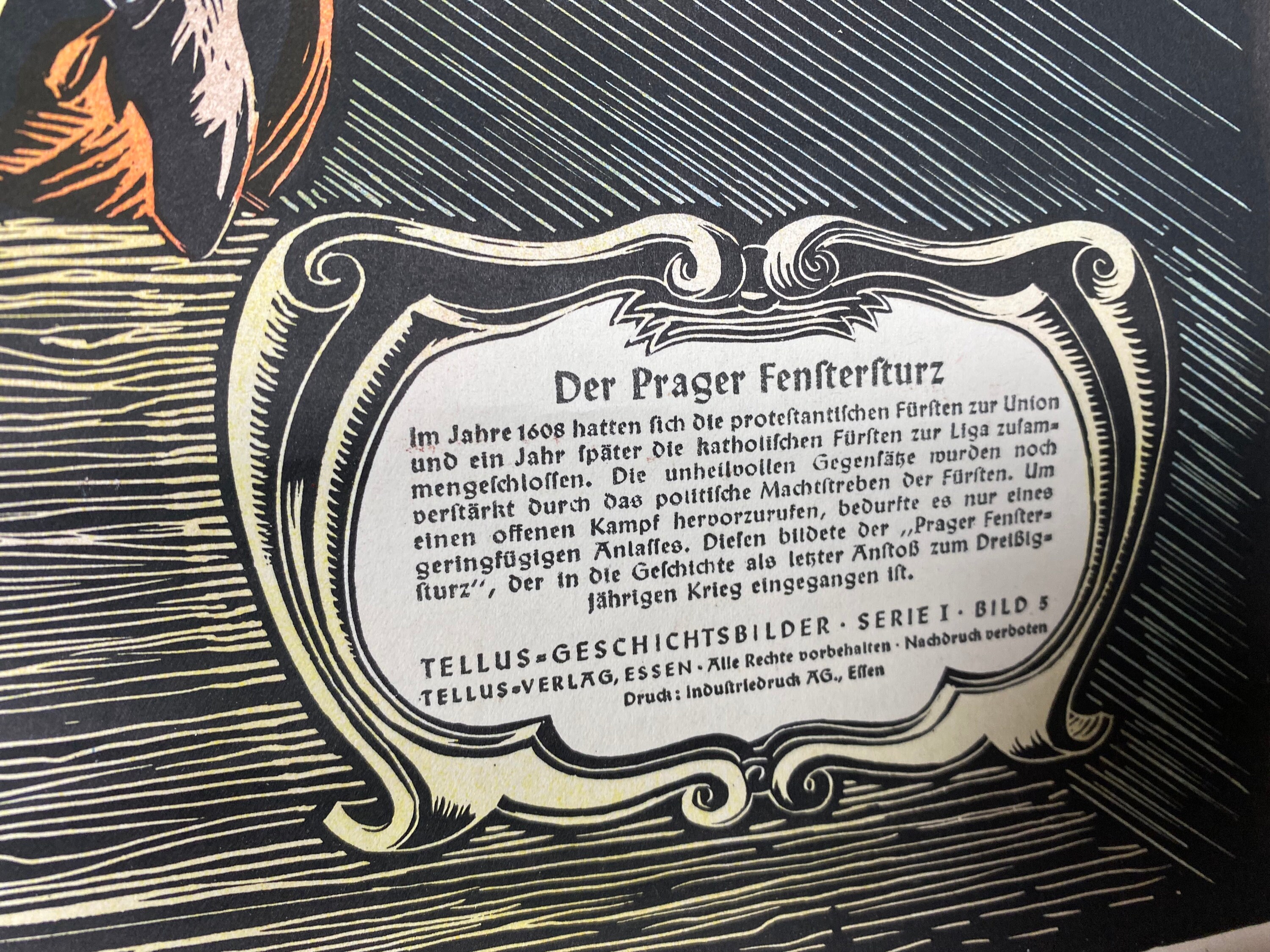 Vintage Wall Map the Prague Defenestration Tellus Verlag Old School ...